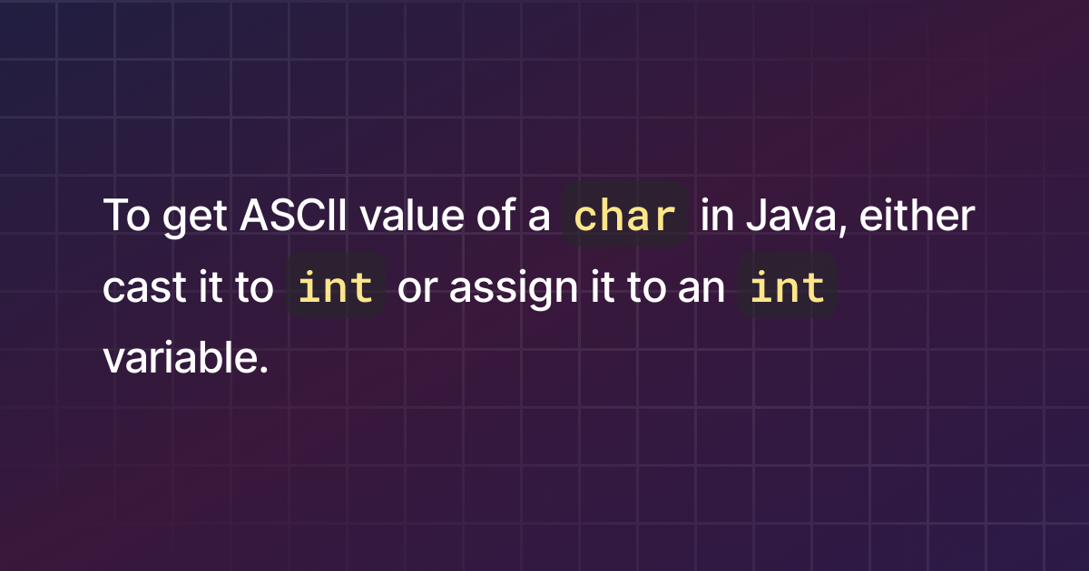 How To Get ASCII Value Of A Char In Java 