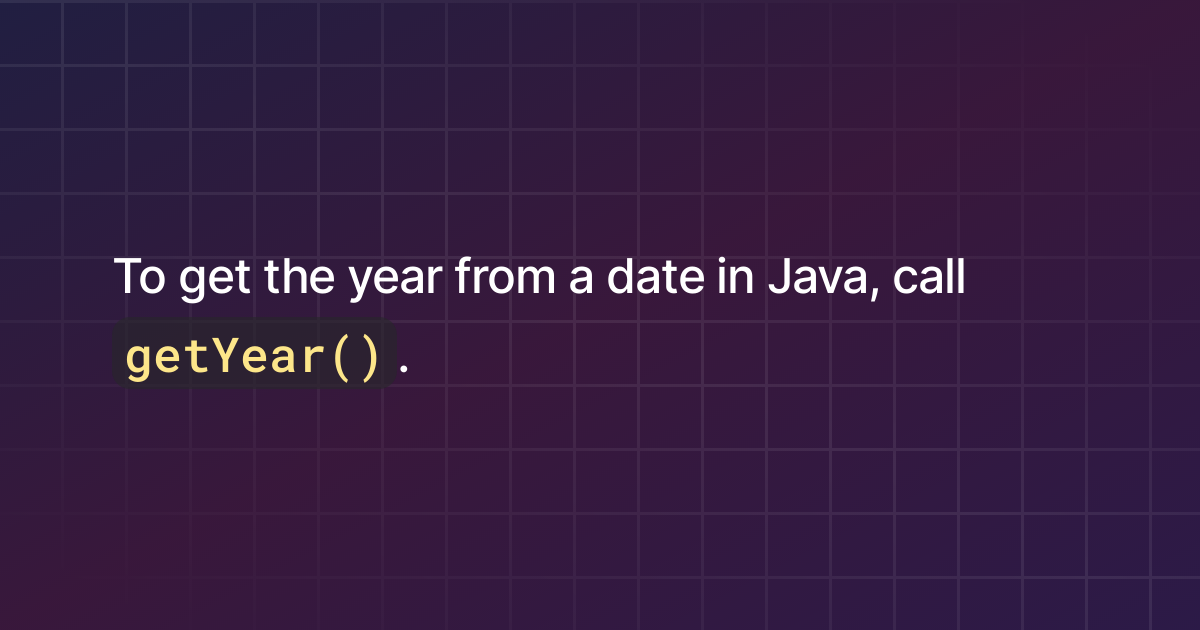 How To Get The Year From A Date In Java 