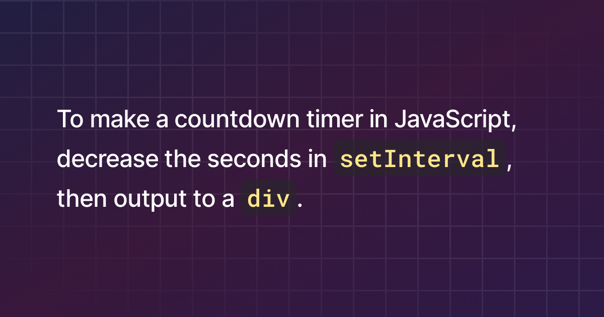 How To Make A Timer In JavaScript 